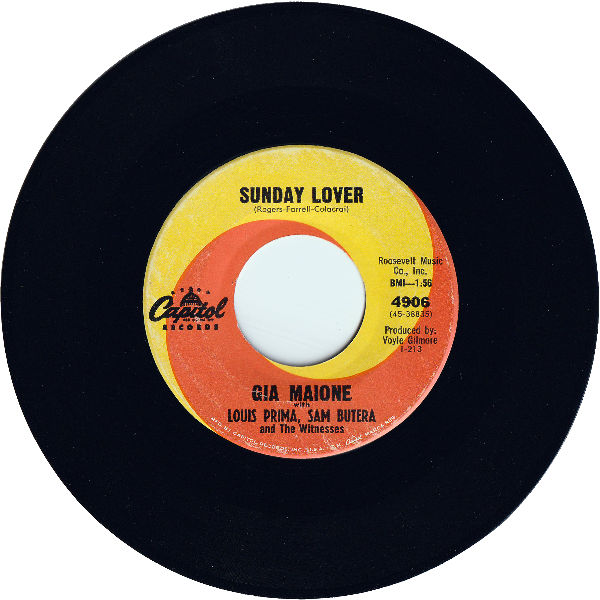 Gia Maione with Louis Prima, Sam Butera & The Witnesses - Sunday Lover ...