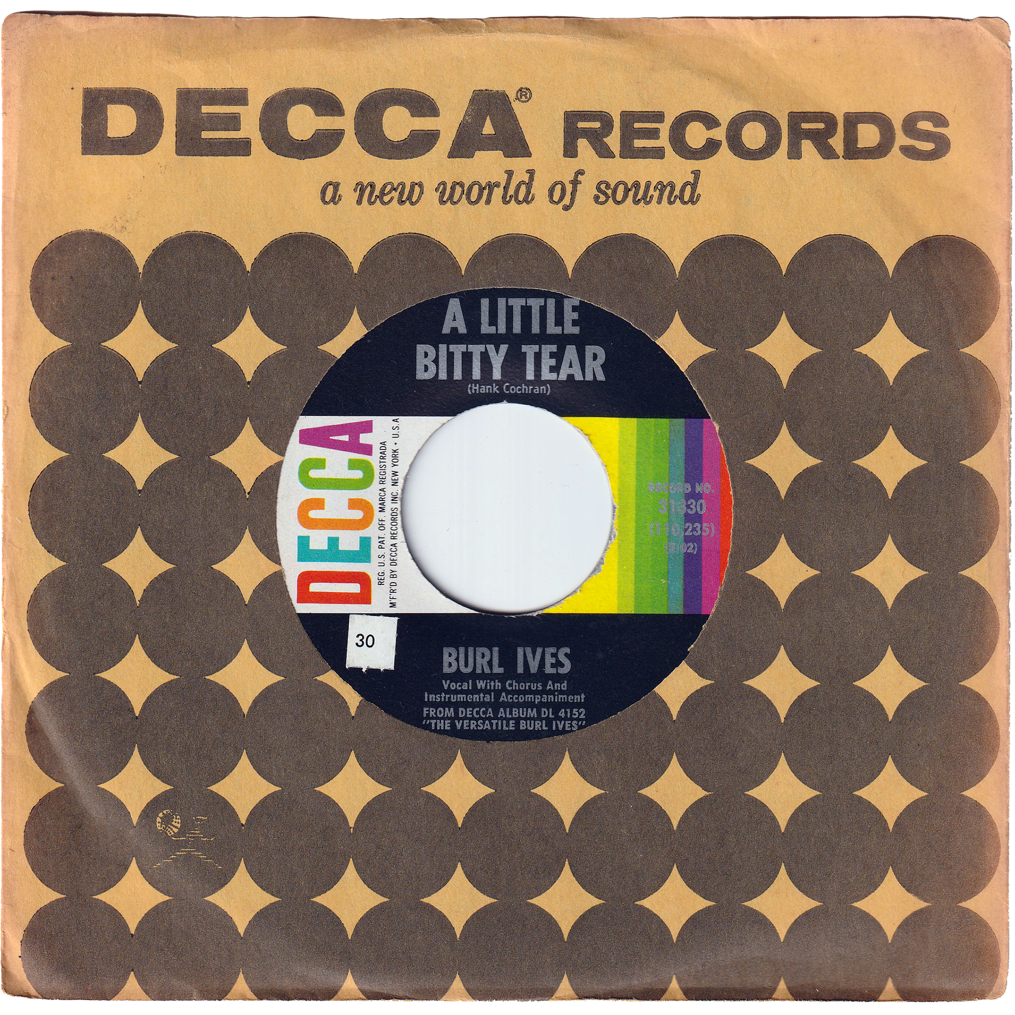Burl Ives - A Little Bitty Tear / Shanghied – NIGHT BEAT RECORDS