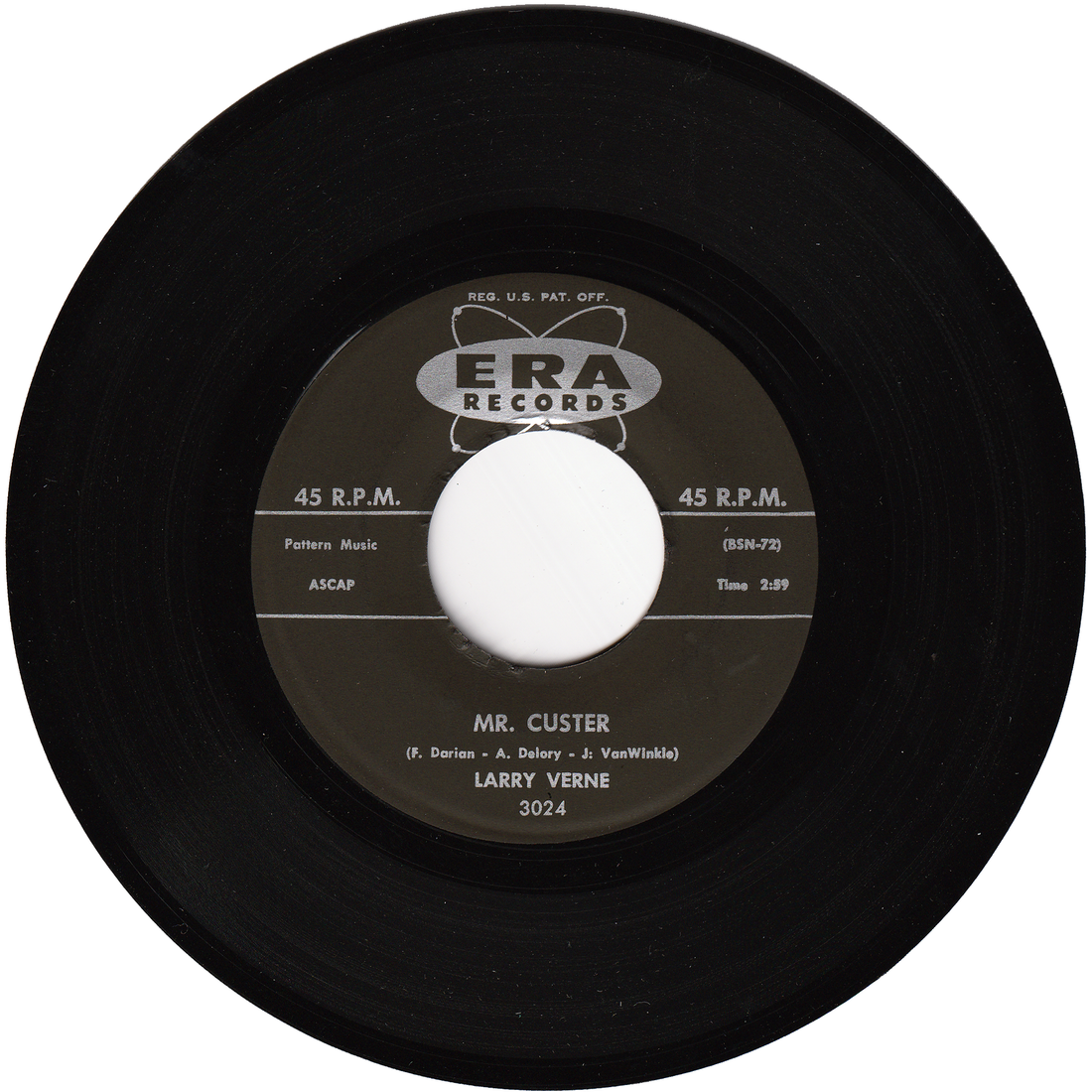 Larry Verne - Mr. Custer / Okeefenokee Two Step – NIGHT BEAT RECORDS