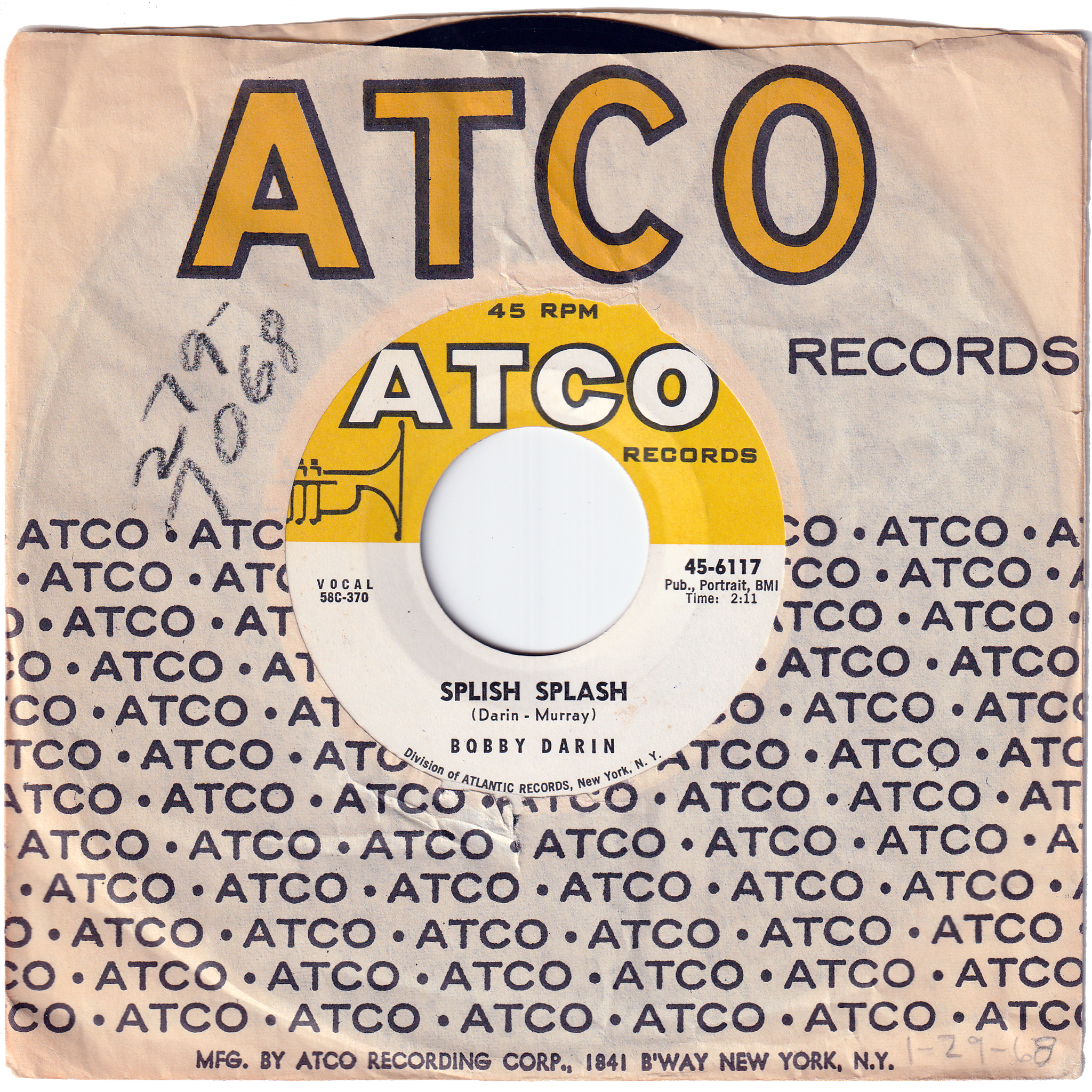 Bobby Darin - Splish Splash / Judy, Don't Be Moody – NIGHT BEAT RECORDS