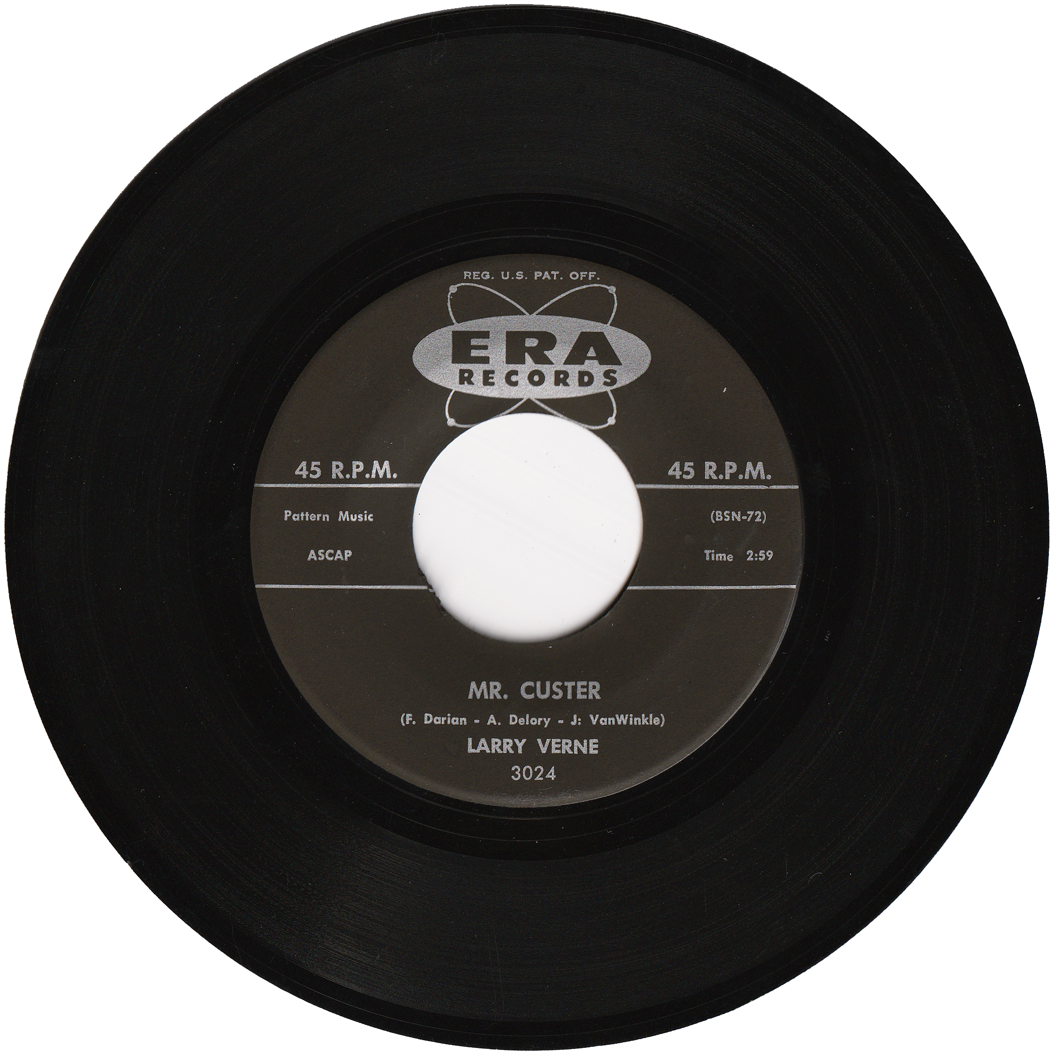 Larry Verne - Mr. Custer / Okeefenokee Two Step – NIGHT BEAT RECORDS